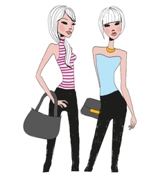 Two girls Royalty Free Vector Image - VectorStock