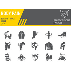 Body pain glyph icon set organs ache symbols Vector Image