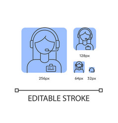 Admin support blue linear icons set Royalty Free Vector