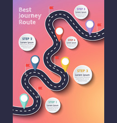 Road map and journey route infographics template Vector Image