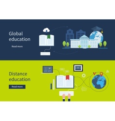 Distance learning of people web banner Royalty Free Vector