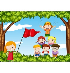 Children playing human pyramid together Royalty Free Vector