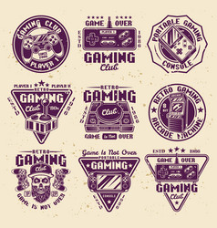 Retro gaming club poster with arcade machine Vector Image