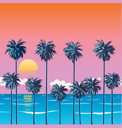 Palm trees beach Royalty Free Vector Image - VectorStock