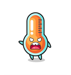 Cute thermometer cartoon in a very angry pose Vector Image