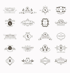 Emblems with initials set Royalty Free Vector Image