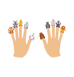 Cute cartoon finger puppet animals collection on Vector Image
