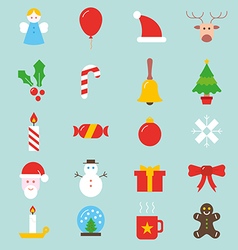 Set of christmas flat icons with long shadows Vector Image