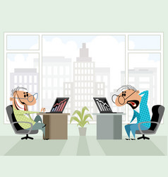 Male office worker typing on computer isolated Vector Image