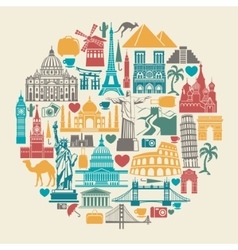 Icons world tourist attractions and architectural Vector Image