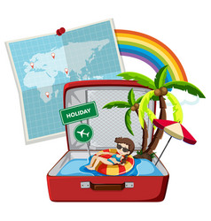 Kids on summer vacation suitcase Royalty Free Vector Image