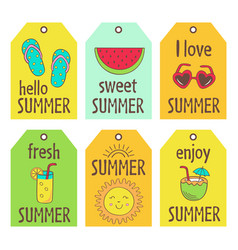 Cute summer labels set enjoy summer vacation hand Vector Image