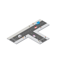 Crossroads and road markings isometric Royalty Free Vector