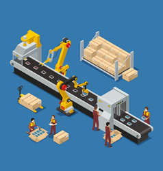 Isometric automated production line concept Vector Image