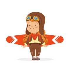 Cartoon happy young pilot standing Royalty Free Vector Image