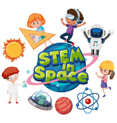 Sticker template for word stem in space Royalty Free Vector