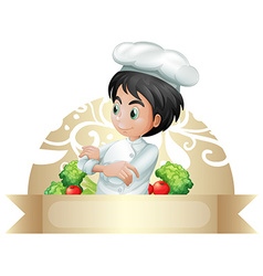 Male chef holding spoon Royalty Free Vector Image