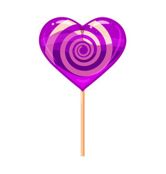 Heart shaped lollipop dessert icon on stick sweet Vector Image