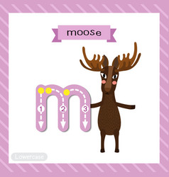 Letter m lowercase tracing moose standing on two Vector Image