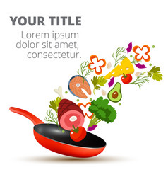 Flipping asian noodles in pan Royalty Free Vector Image