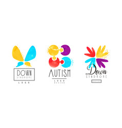 Autism awareness day logo with humans in circle Vector Image