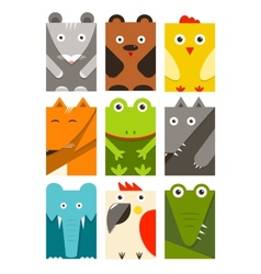 Flat childish rectangular animals set Royalty Free Vector