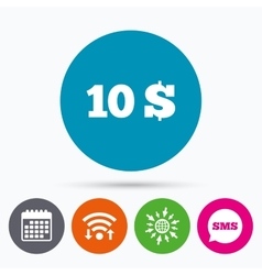 10 dollars sign icon usd currency symbol Vector Image