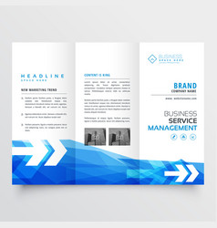 Abstract blue business trifold brochure design Vector Image