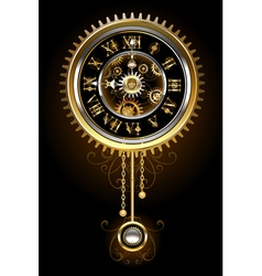 Antique wooden grandfather pendulum clock Vector Image