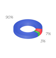 3d donut chart infographic concept with three Vector Image