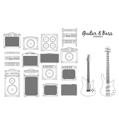 Electric Bass Guitar and Amplifier Royalty Free Vector Image