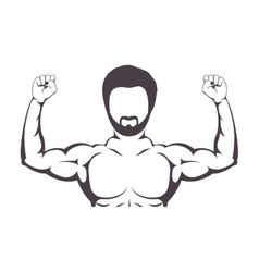 Contour half body muscle man Royalty Free Vector Image