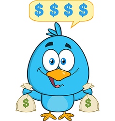 Happy Blue Bird Cartoon Royalty Free Vector Image