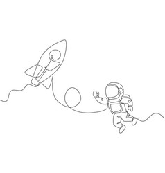 Single continuous line drawing astronaut Vector Image