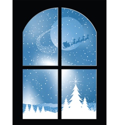 Christmas window in brick wall Royalty Free Vector Image