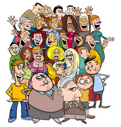 Cartoon people characters in crowd Royalty Free Vector Image