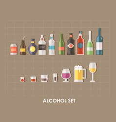 Alcoholic beverages icons set Royalty Free Vector Image