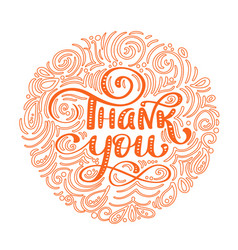 Thank you hand drawn text in round frame trendy Vector Image