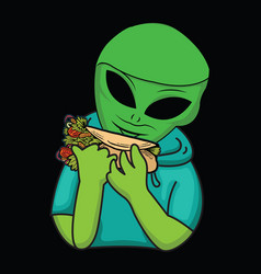 Cartoon book reading alien Royalty Free Vector Image