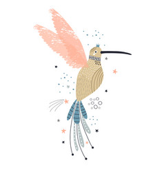 Creative hummingbird princess cartoon in modern Vector Image