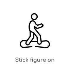 Outline stick figure on snowboard icon isolated Vector Image