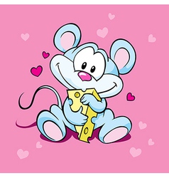 Blue cute mouse cartoon peeking out from white Vector Image