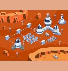 Mars colonization 2x2 design concept Royalty Free Vector