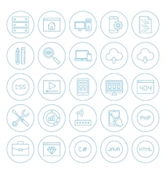 Programming Line Icons Circle Royalty Free Vector Image