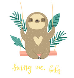 Cute sloth chewing a bubble gum animal design Vector Image