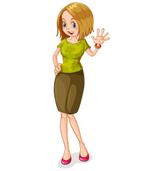 Happy woman standing on white background Vector Image