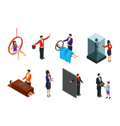 Isometric magic performance elements set Vector Image