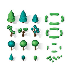 Isometric tree set landscape constructor Vector Image