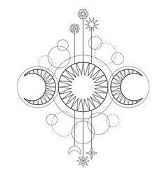 Triple moon magic and astronomy vecor tattoo Vector Image