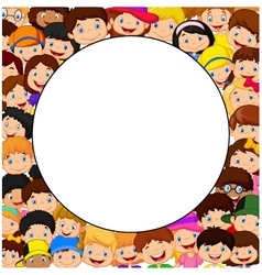 Crowd children with blank sign Royalty Free Vector Image